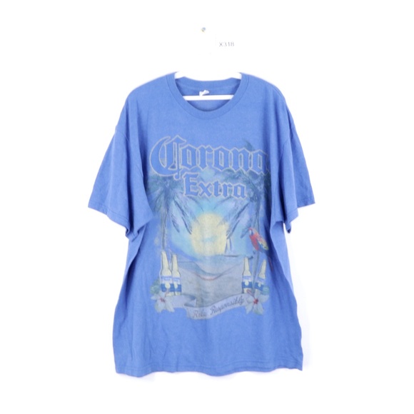 Corona | Shirts | Corona Beer Mens Xl Beach Print T Shirt Blue | Poshmark